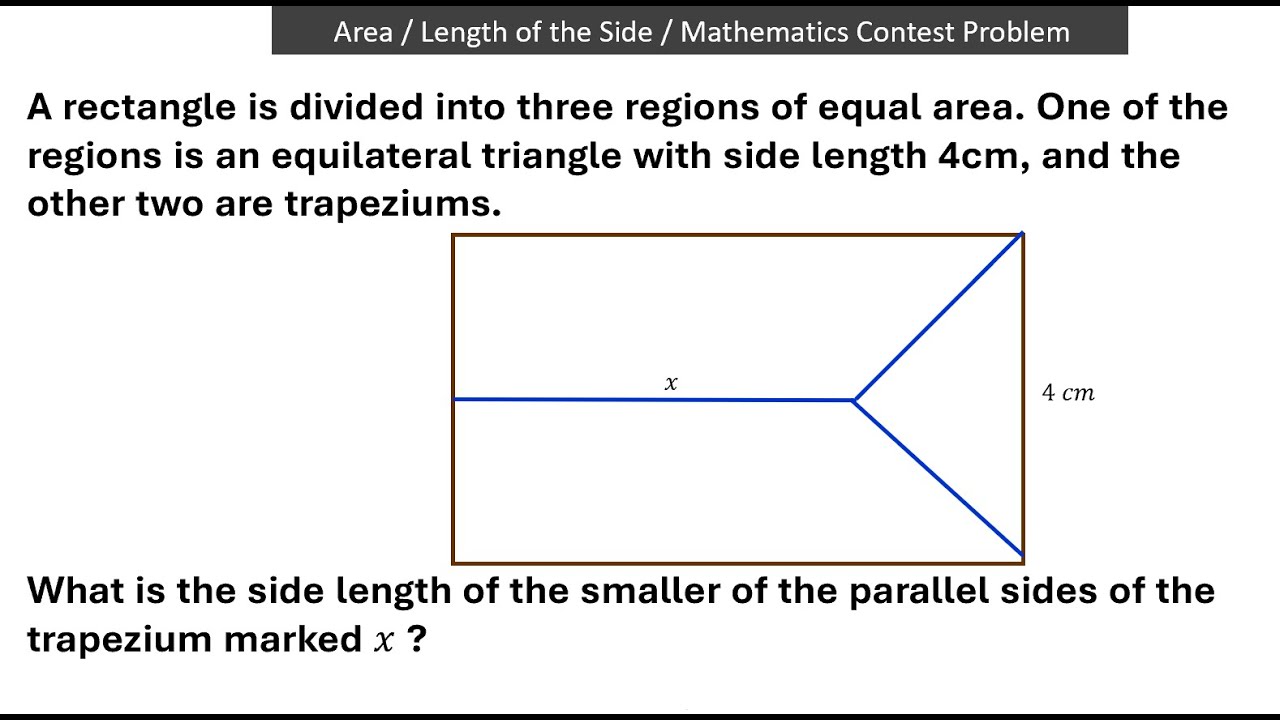 Area / Length of the Side / Mathematics Contest Problem - YouTube