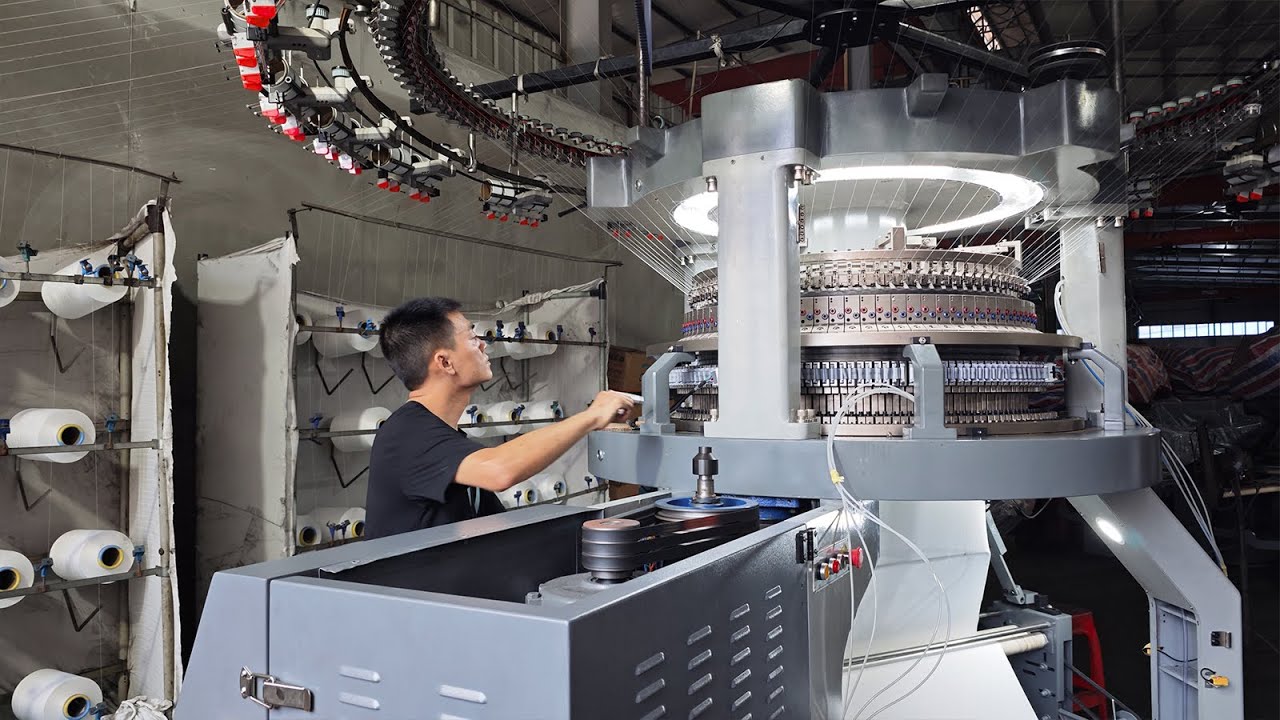 34inch double jersey computer jacquard circular knitting machine - YouTube