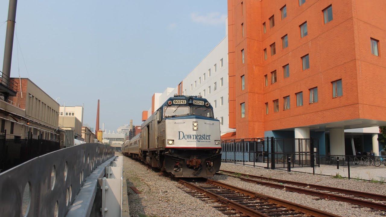 Amtrak Portland Extra at Pacific Street with 90213 leading! - YouTube