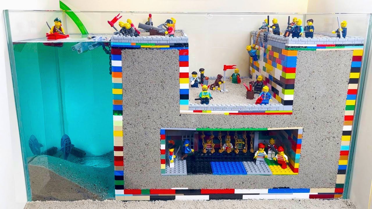 LEGO Castle with Pirate Prison Inside - Lego Flood Video - YouTube