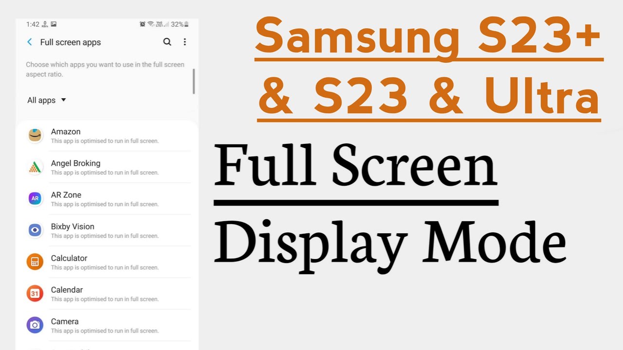 Samsung S23, S23 S23 Ultra Full Screen Display Mode Enable - YouTube
