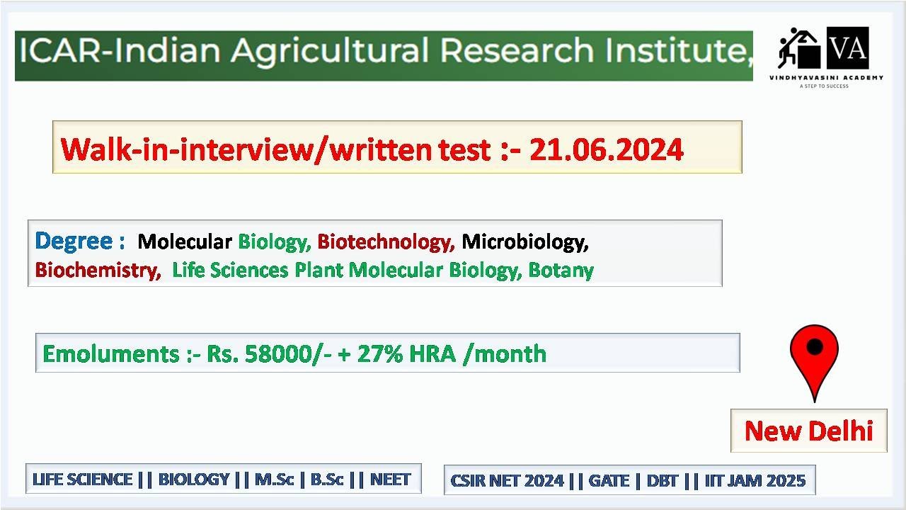 Walk-in -Interview in ICAR - Indian Agricultural Research Institute ...