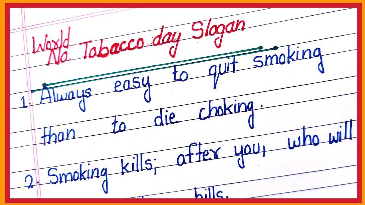 slogan on world no tobacco day in english/dhumrapan nishedh diwas par ...