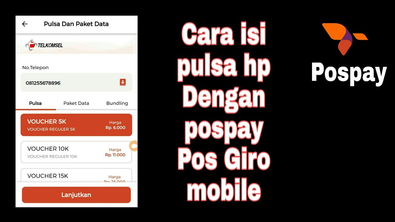 Cara isi pulsa hp Dengan pospay pos Giro mobile - YouTube