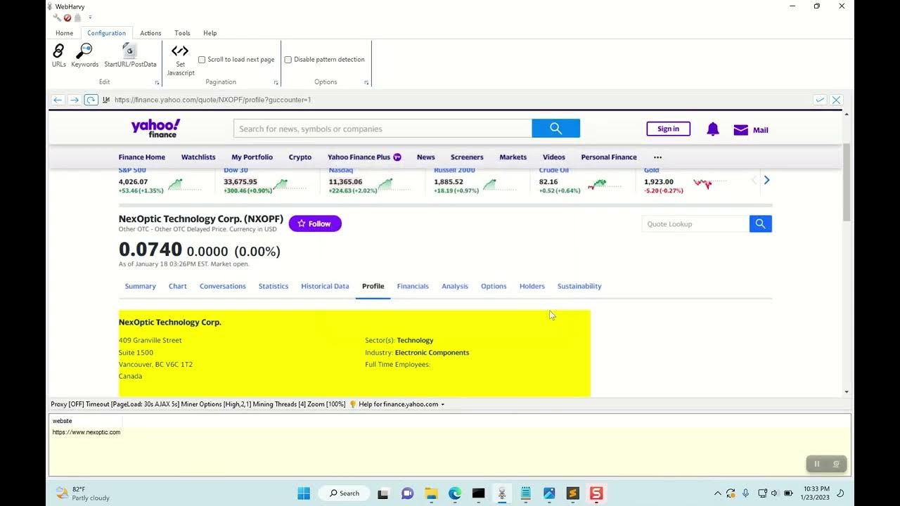 Scraping website addresses from Yahoo Finance pages - YouTube