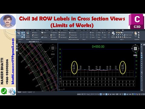 Civil 3d R.O.W. Labels in Cross Section Views Limits of Works - YouTube