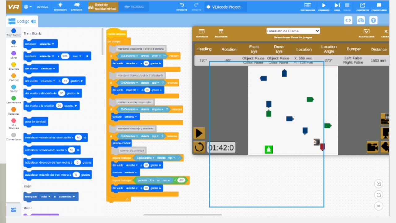 Como navegar por el laberinto de discos (Disk maze) en VEXcode - YouTube