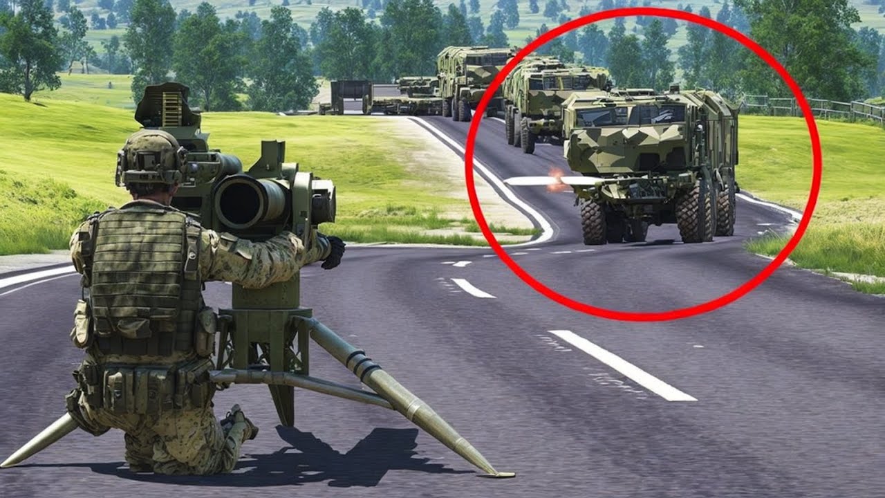 Russian Convoy Ambushed by Ukranian Elite troops on Country road ...