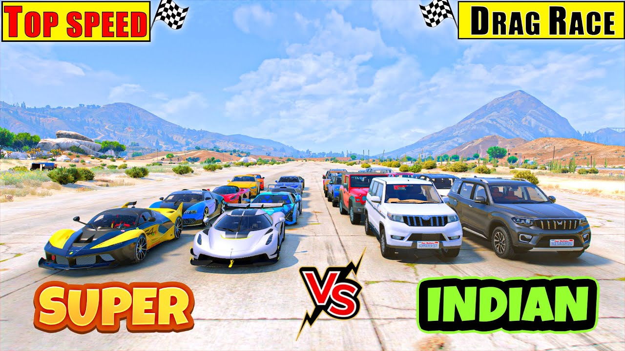 GTA 5 : New Indian Cars Vs Super Cars Top Speed Test Drag Race | Who ...
