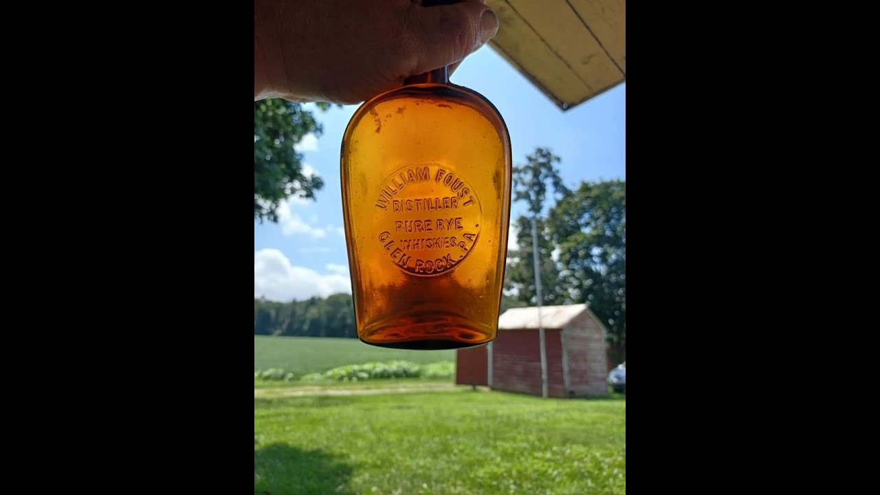 William Foust Distillery Amber Flask found in the summer kitchen - YouTube