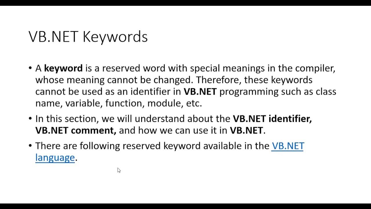 Program Structure in VB NET, Keywords, Data Types | Part-4 - YouTube