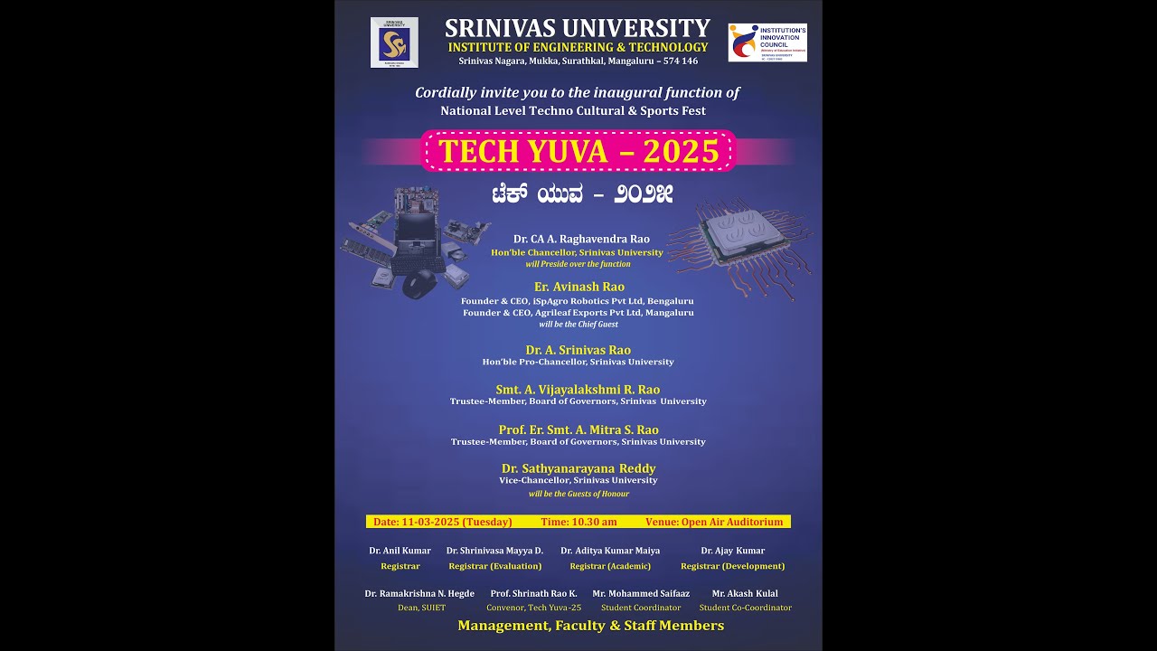 Srinivas University - Institute of Engineering & Technology organizes TECH YUVA- 2025 - YouTube