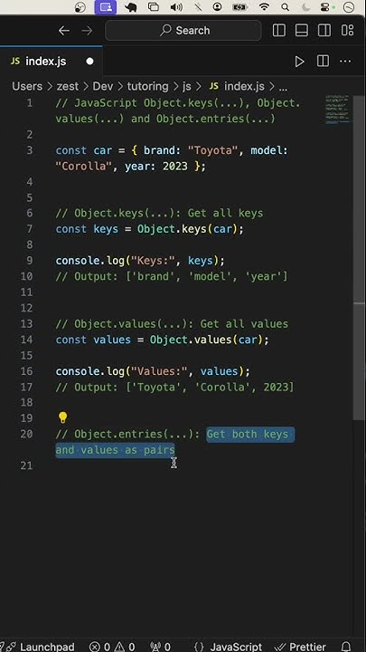 JavaScript: Extract Object Keys, Values and Entries - YouTube