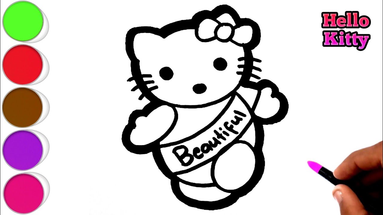Learn Hello Kittt Drawing and Coloring for Kids and Toddlers _ How to ...