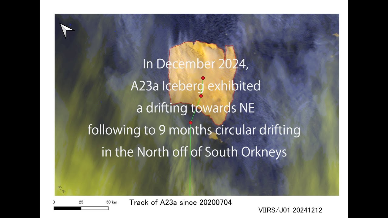 Track of A23a Iceberg by December 2024 - YouTube
