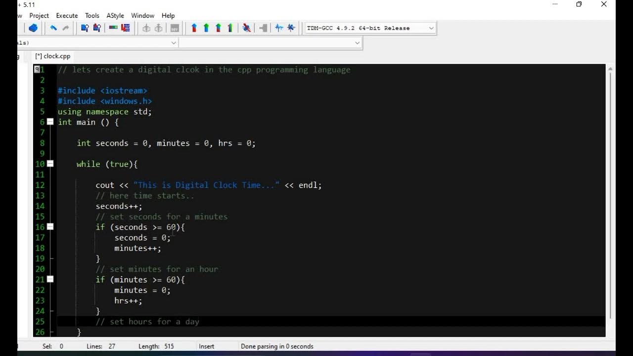 Creating a Simple Digital Clock in C++ programming language | Programming Tutorial_ @Scope ...