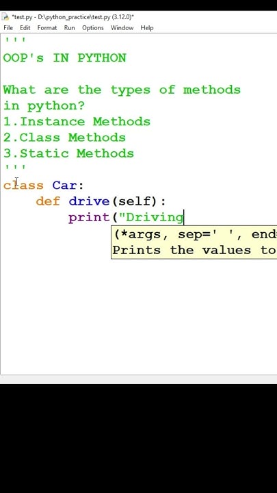 What Are The Types Of Inside A Python Class Shorts Pythonforbegineers Methodsinpython