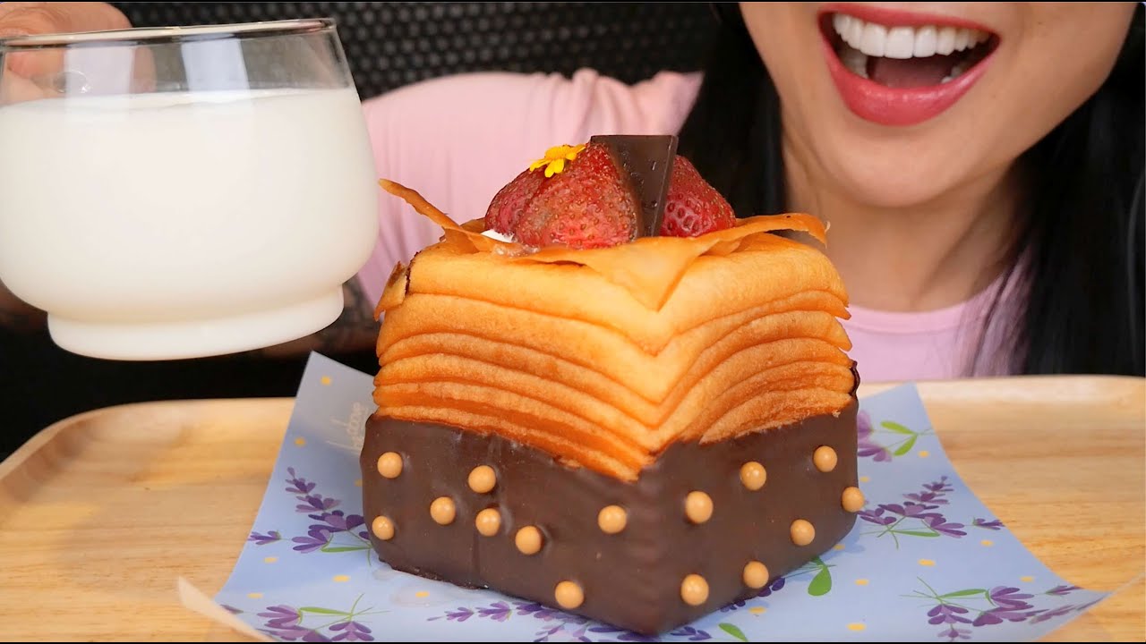 TikTok MOST VIRAL FOOD *LAYER TOAST (ASMR SOFT EATING SOUNDS) LIGHT ...