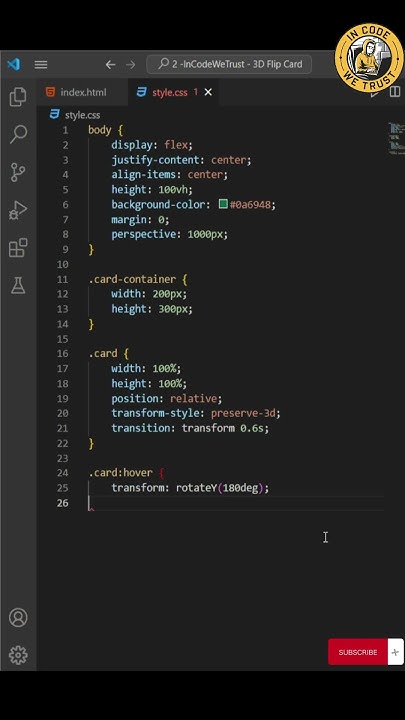 3D Flip Card | HTML CSS JS - YouTube