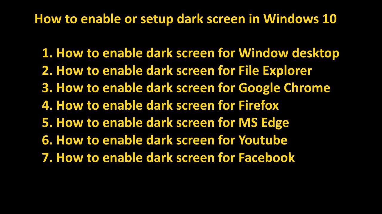 How to enable/setup dark screen in Windows 10 for YouTube, Facebook ...