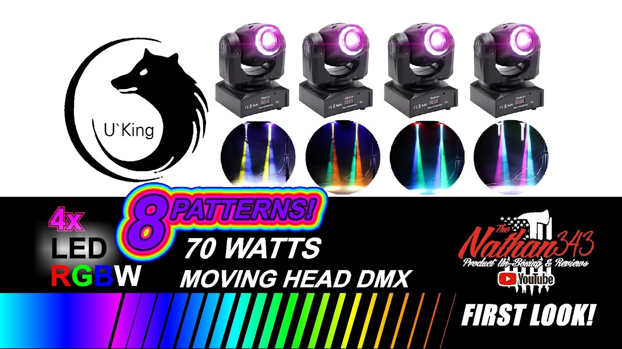 U`King 70W LED RGBW 8 Pattern Gobo Moving Head - YouTube