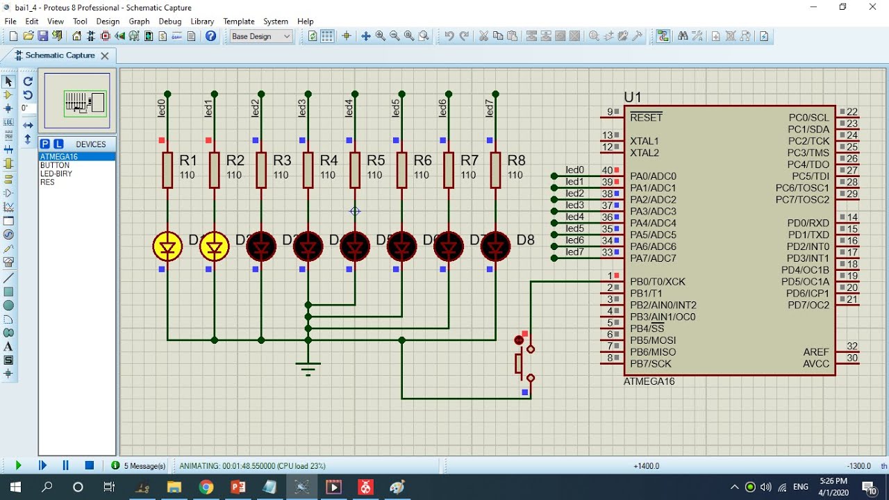 Lập trình AVR| BÀI 1.5 GPIO| Sử dụng nút ấn điều khiển 8 LED - YouTube