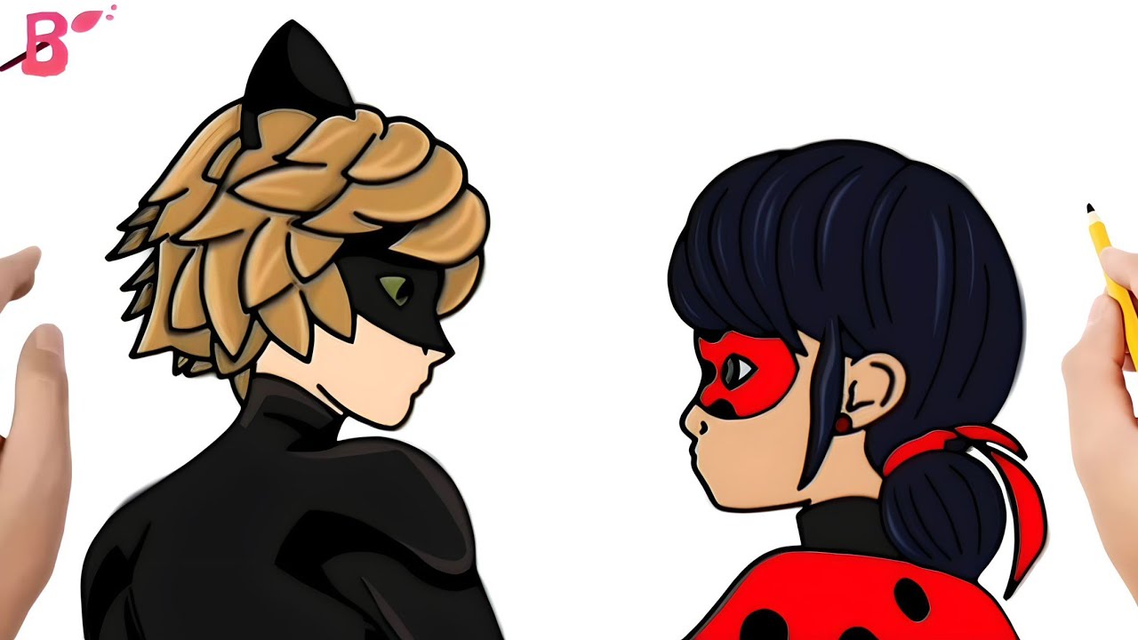 How to Draw Miraculous Ladybug And Cat Noir | step by step - YouTube