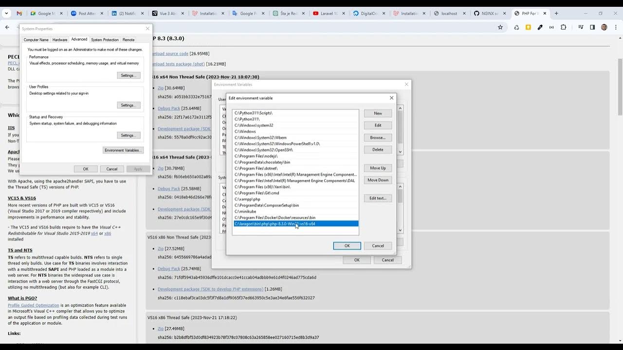 How to install php 8 3 on windows 10 with laragon and nginx - YouTube