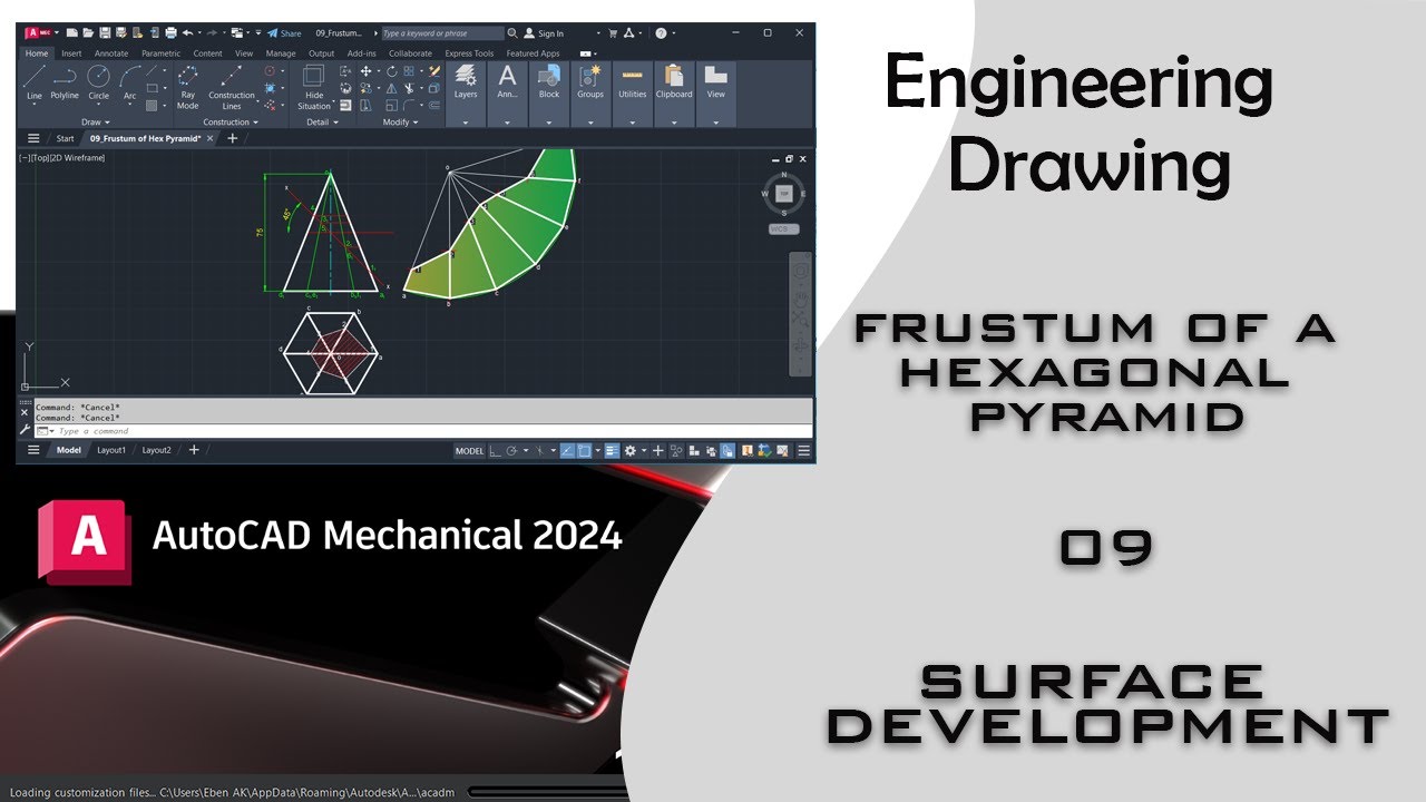 09 Surface Development of the Frustum of a Hexagonal Pyramid - YouTube