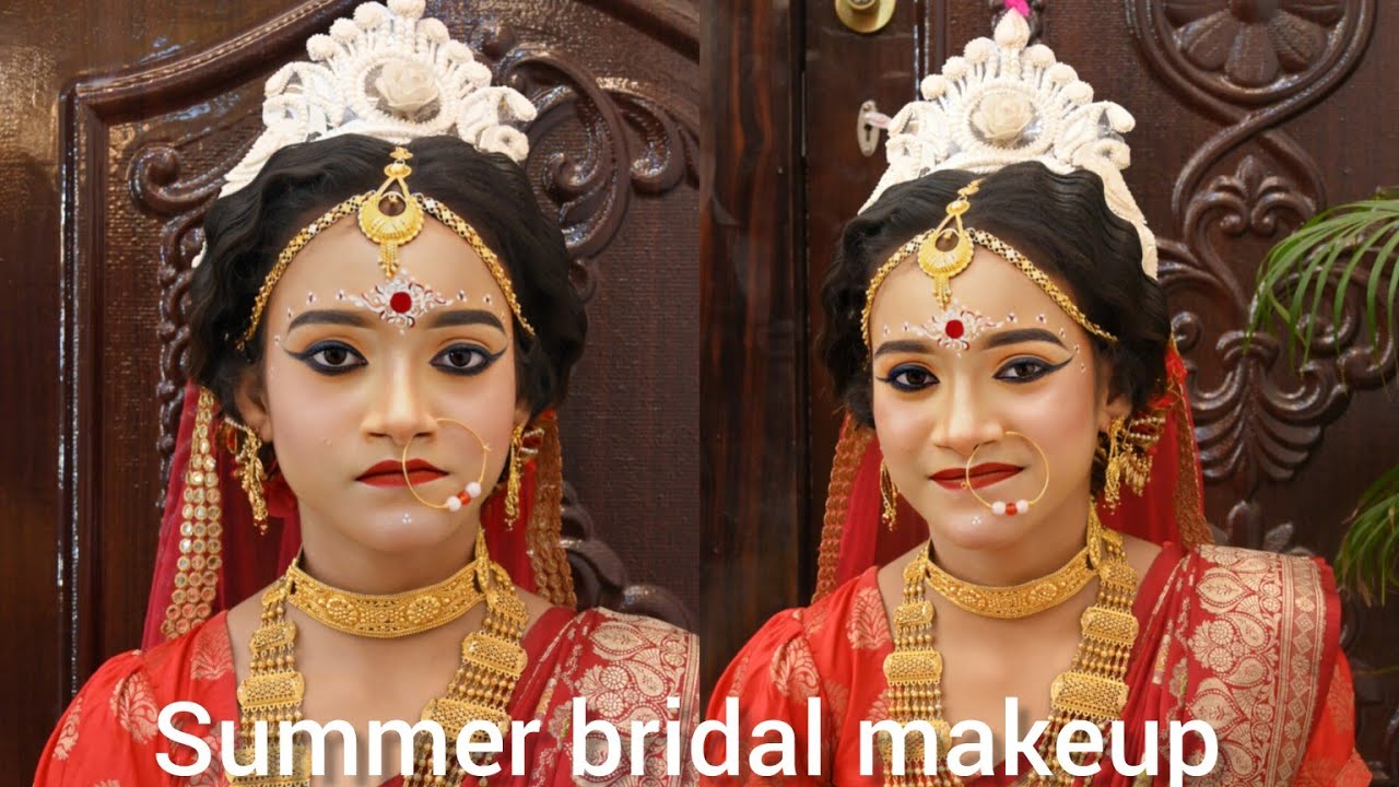 STEP BY STEP BENGALI BRIDAL MAKEUP TUTORIAL।। SUMMER BRIDAL MAKEUP ...