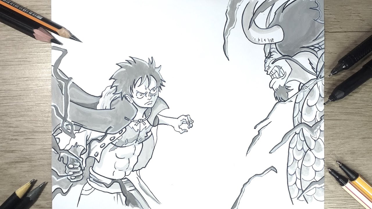 how to draw the luffy wano vs Kaido | One piece - YouTube