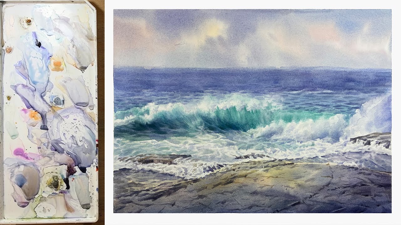 Blue Ocean– Watercolor painting techniques - YouTube