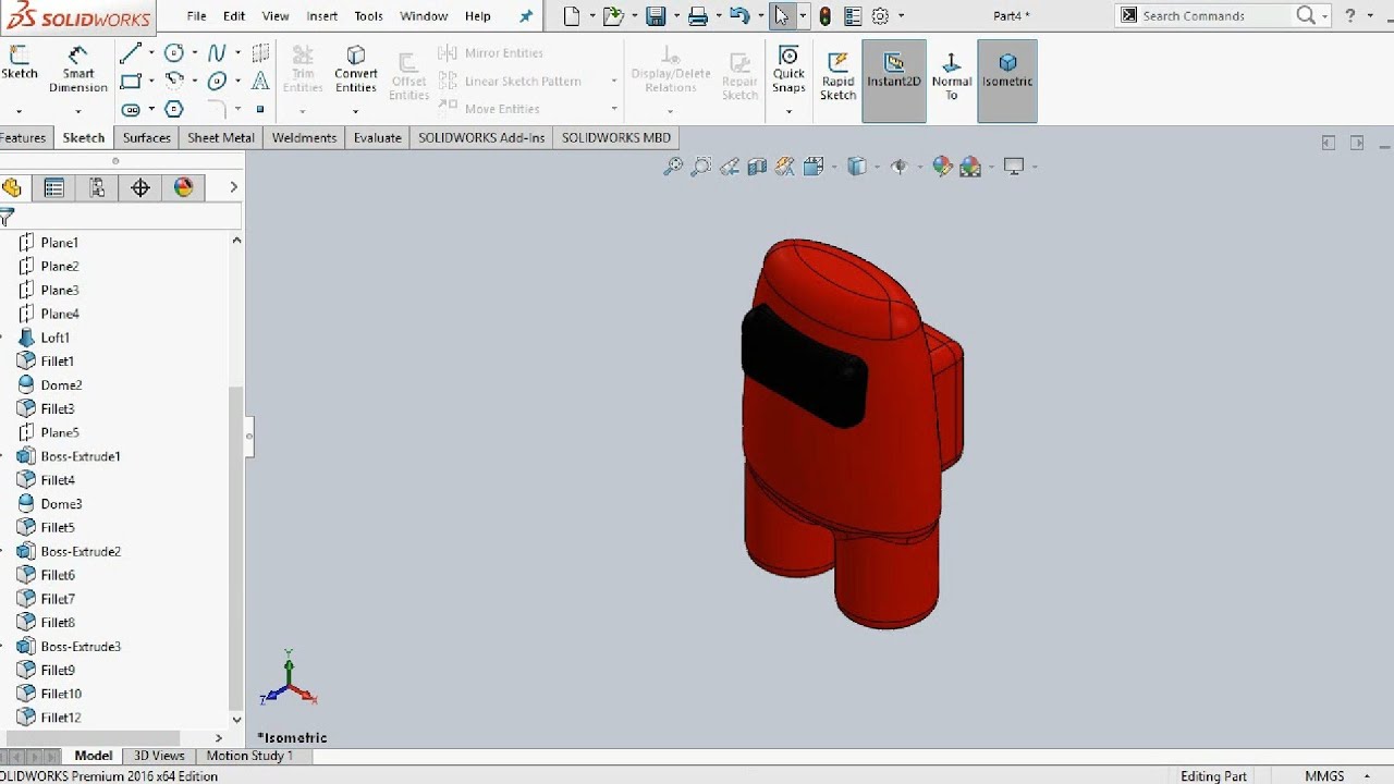 Among us character in solidworks - YouTube