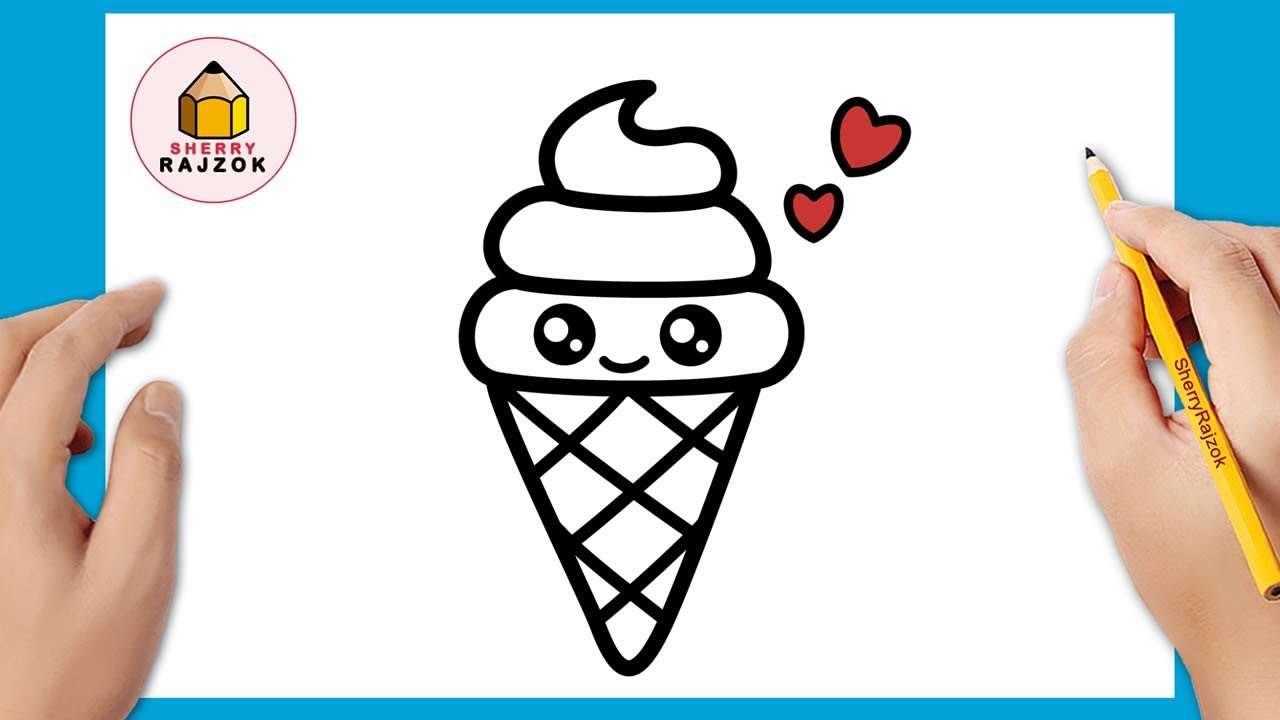 Hogyan rajzoljunk egy aranyos fagylalttölcsért | Könnyű Rajzok - YouTube