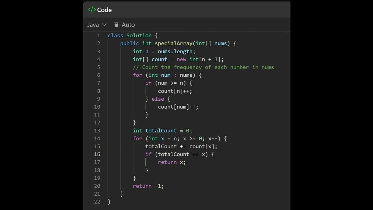 1608 Special Array With X Elements Greater Than or Equal X - YouTube