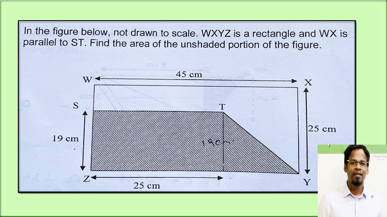 Find the area of unshaded portion of the rectangle | grade 5 to grade 8 ...
