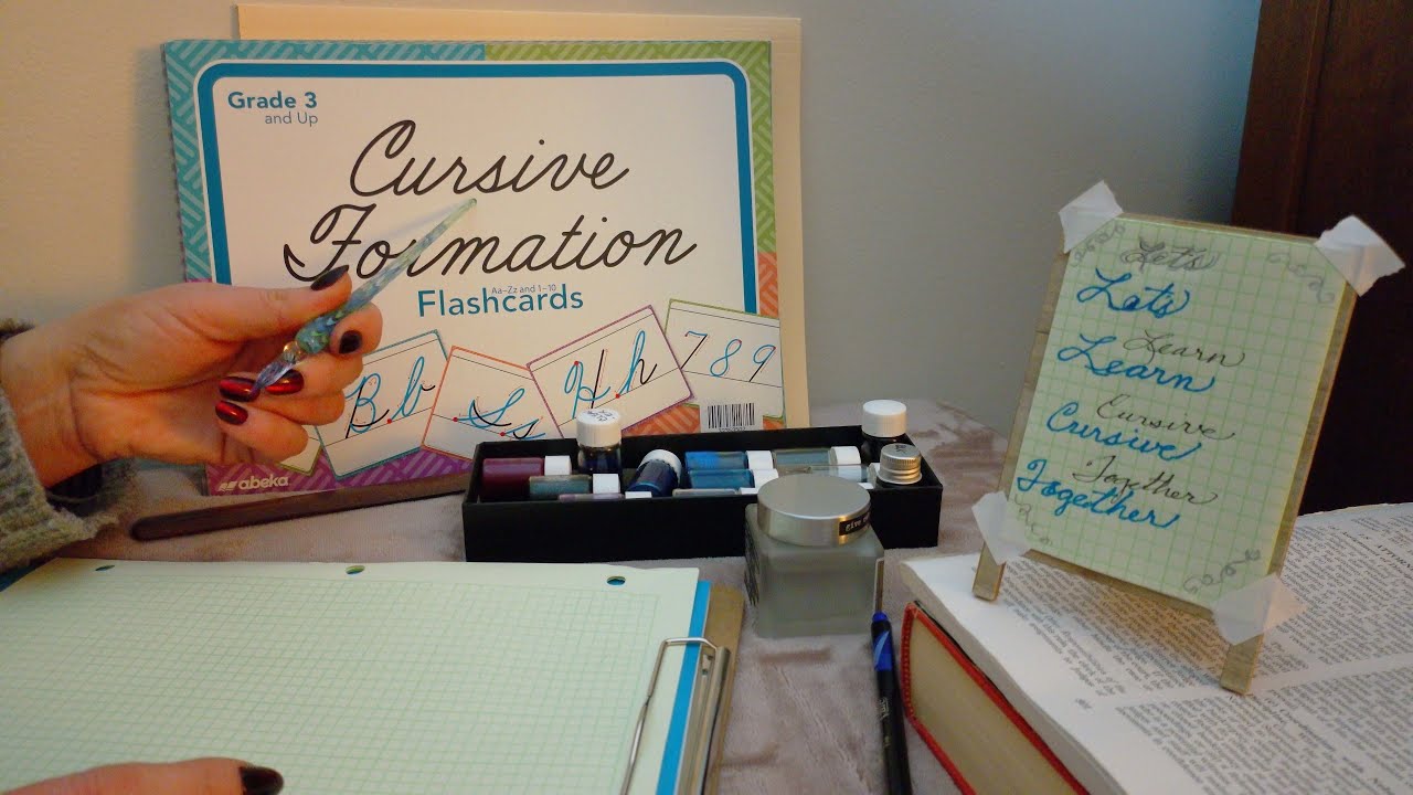 the ASMR experim3nt teaches you cursive writing letters A to G, soft ...