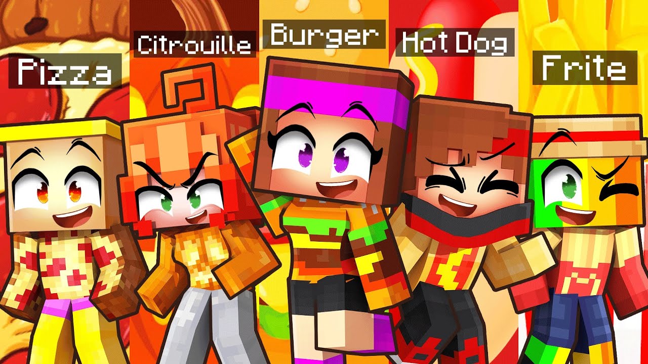 10 Amis sur une BLOC de NOURRITURE sur Minecraft ! - YouTube