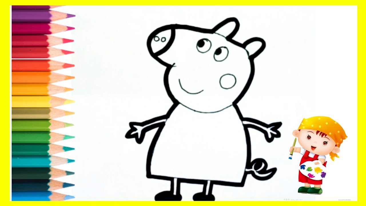 pepa pig drawing for kids and toodlers | abcd rhymes song for kids and ...