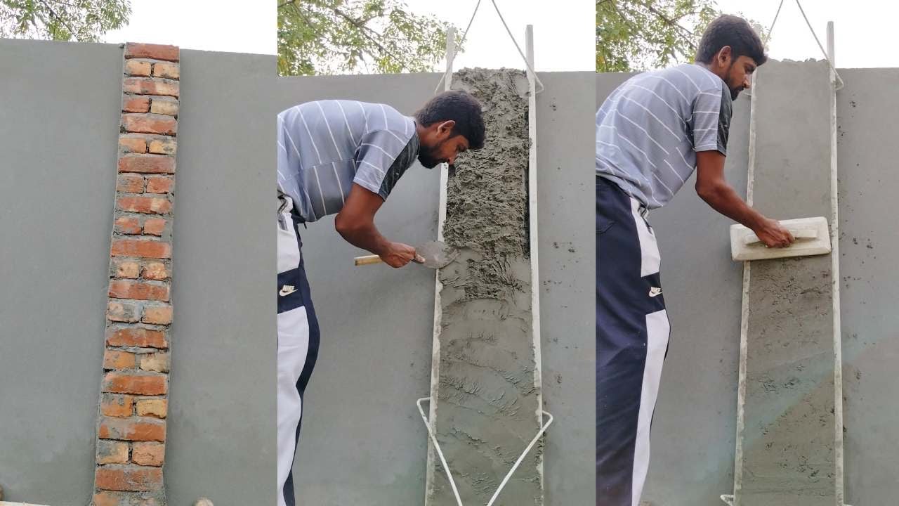 Plastering Pillar_ Boundary Compound wall 2in1 Brick Pillar Plastering ...