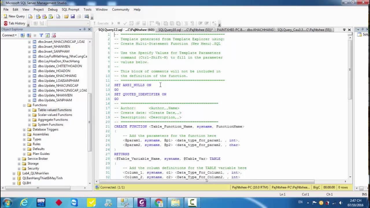 Tạo hàm (function) trong SQL SERVER. - YouTube