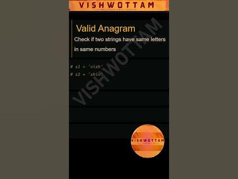 Valid Anagram AlgoDs #python #VishwottamProCoder #shorts - YouTube