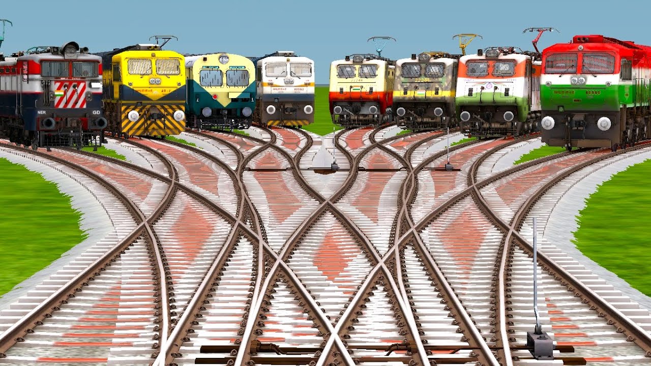 8️⃣ REALISTIC TRAINS CROSSING AT BRANCHED 3D RAILROAD TRACKS | Trainz ...