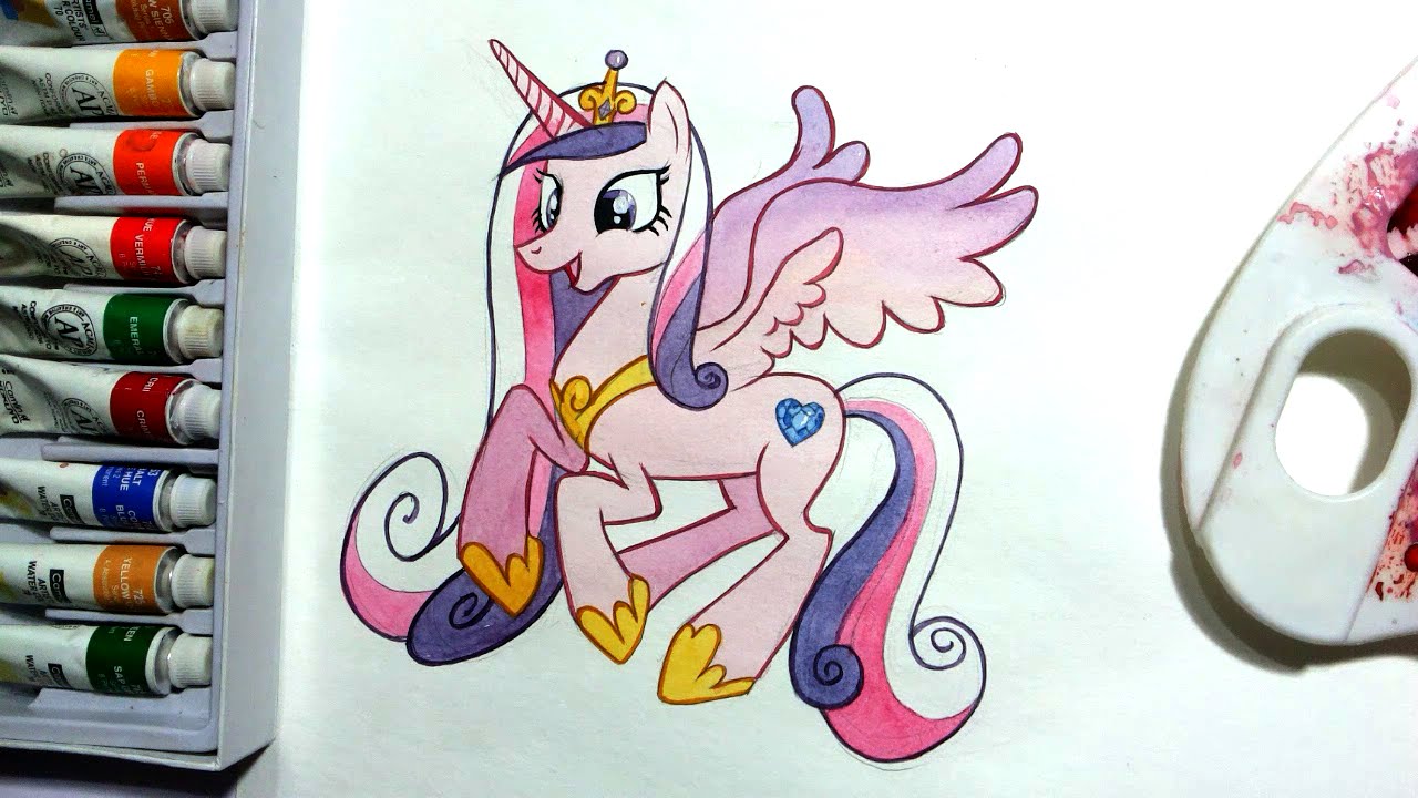 how to draw my little pony Princess Cadance with water colors- Slow ...