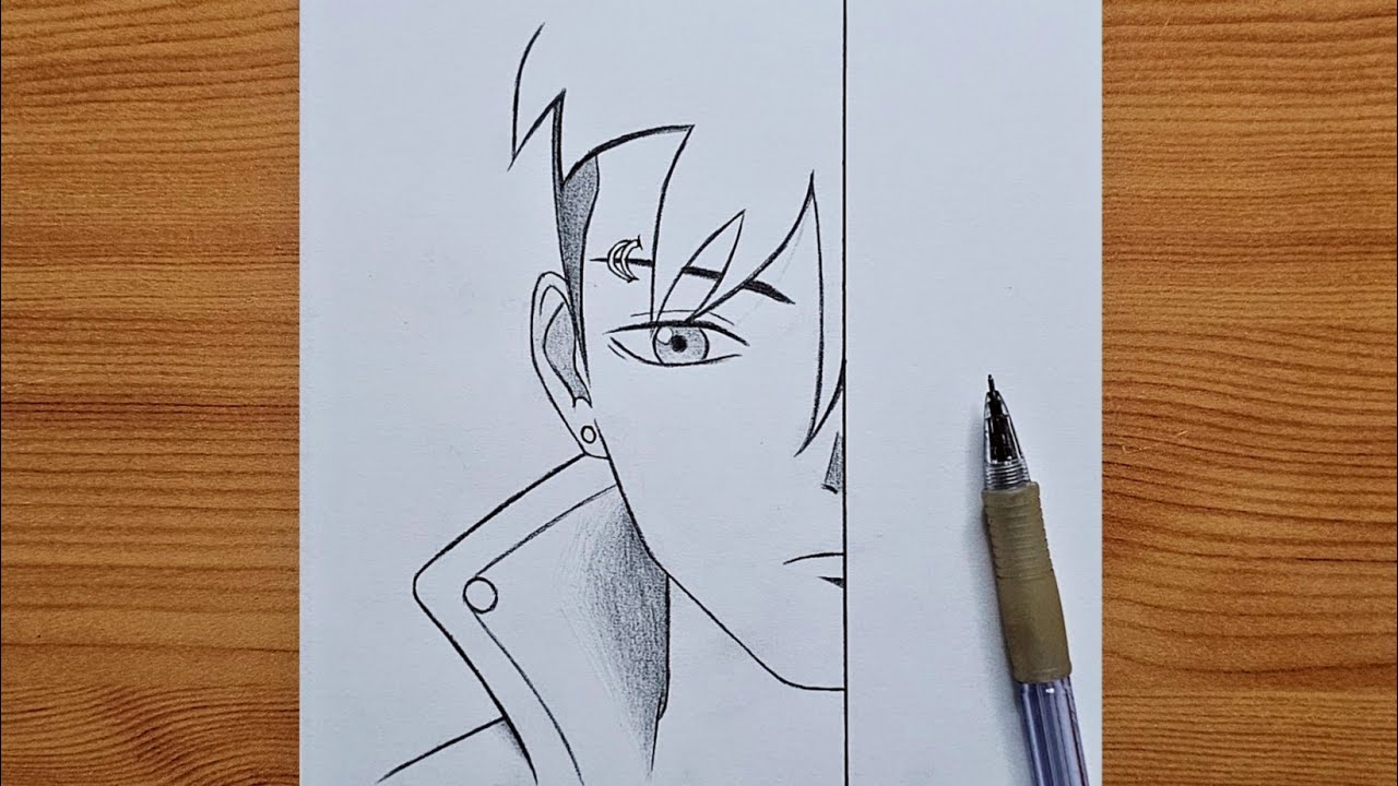 Easy anime sketch | how to draw a boy step-by-step ( kawaki ) | easy ...