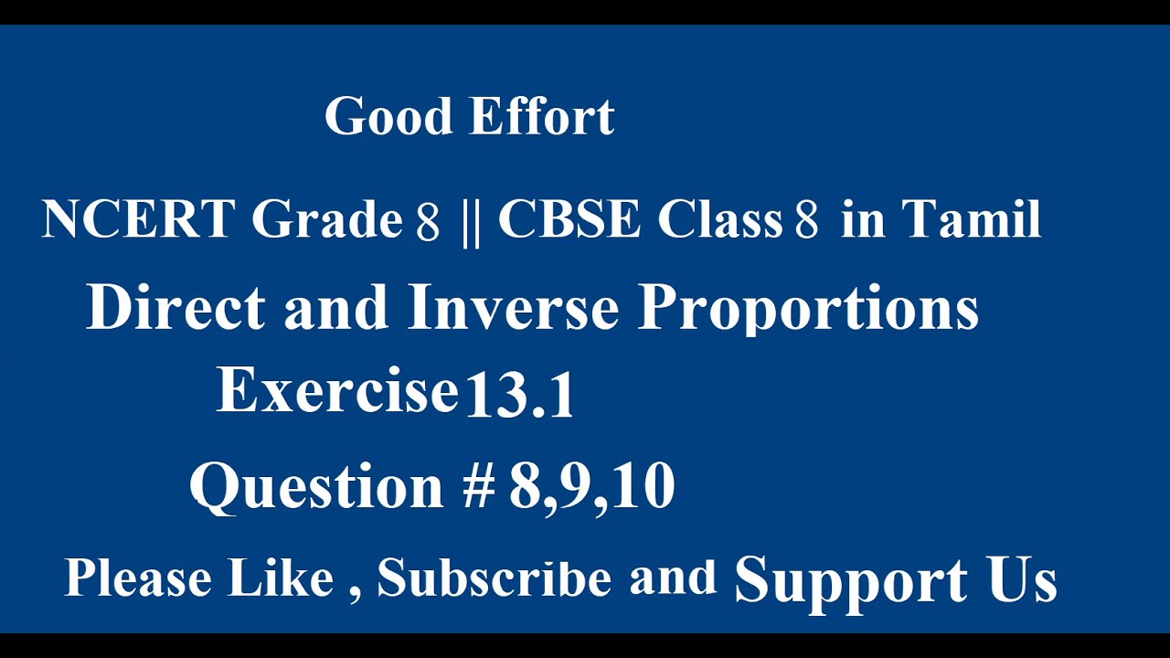 NCERT Grade 8 || CBSE Class 8 - Direct and Inverse Proportions Exercise ...