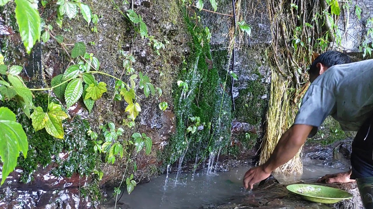 Village source of water: 100% natural spring water from rock at Koide ...