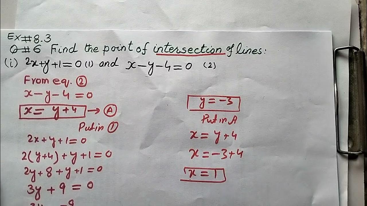 9th Class Mathematics NBF Exercise #8.3 Question#6 Points of Intersection - YouTube
