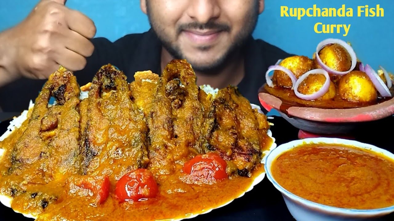 SPICY RUPCHANDA FISH CURRY EATING WITH RICE | SPICY EGG KOSHA EATING ...