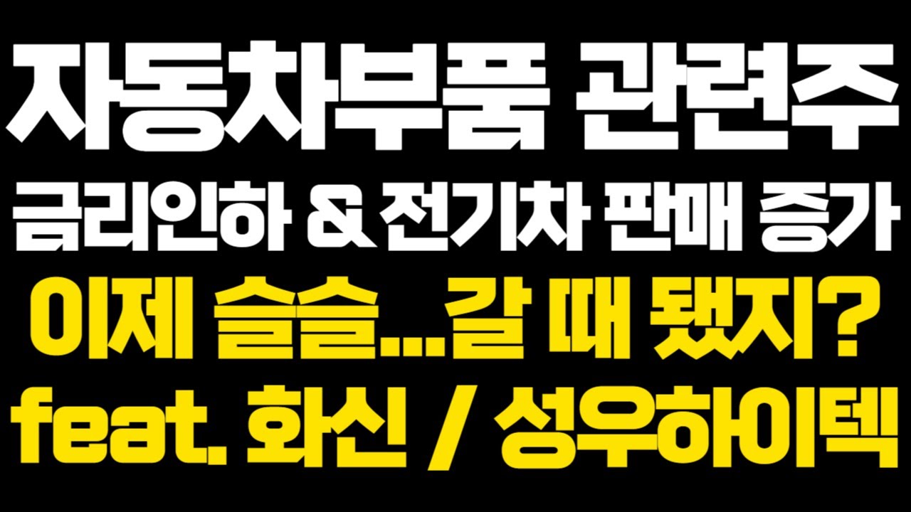 주식 자동차부품 관련주 금리인하 And 전기차 판매 증가 이제 슬슬갈 때 됐지 Feat 화신 성우하이텍